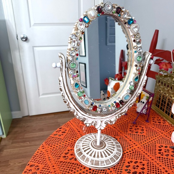 Bath | Bejeweled Bedazzled Rhinestone Standing Rotating Vanity Mirror ...